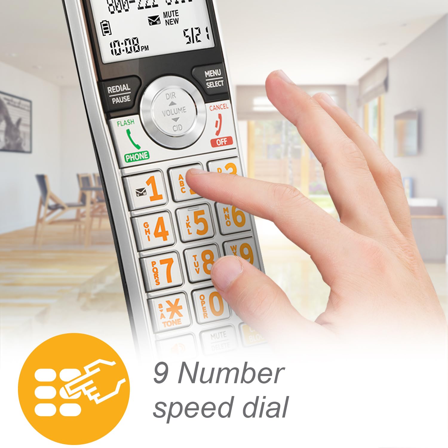 AT&T CL84307 Dect 6.0 Expandable Corded/Cordless Phone with Smart Call Blocker, Silver/Black with 3 Handsets