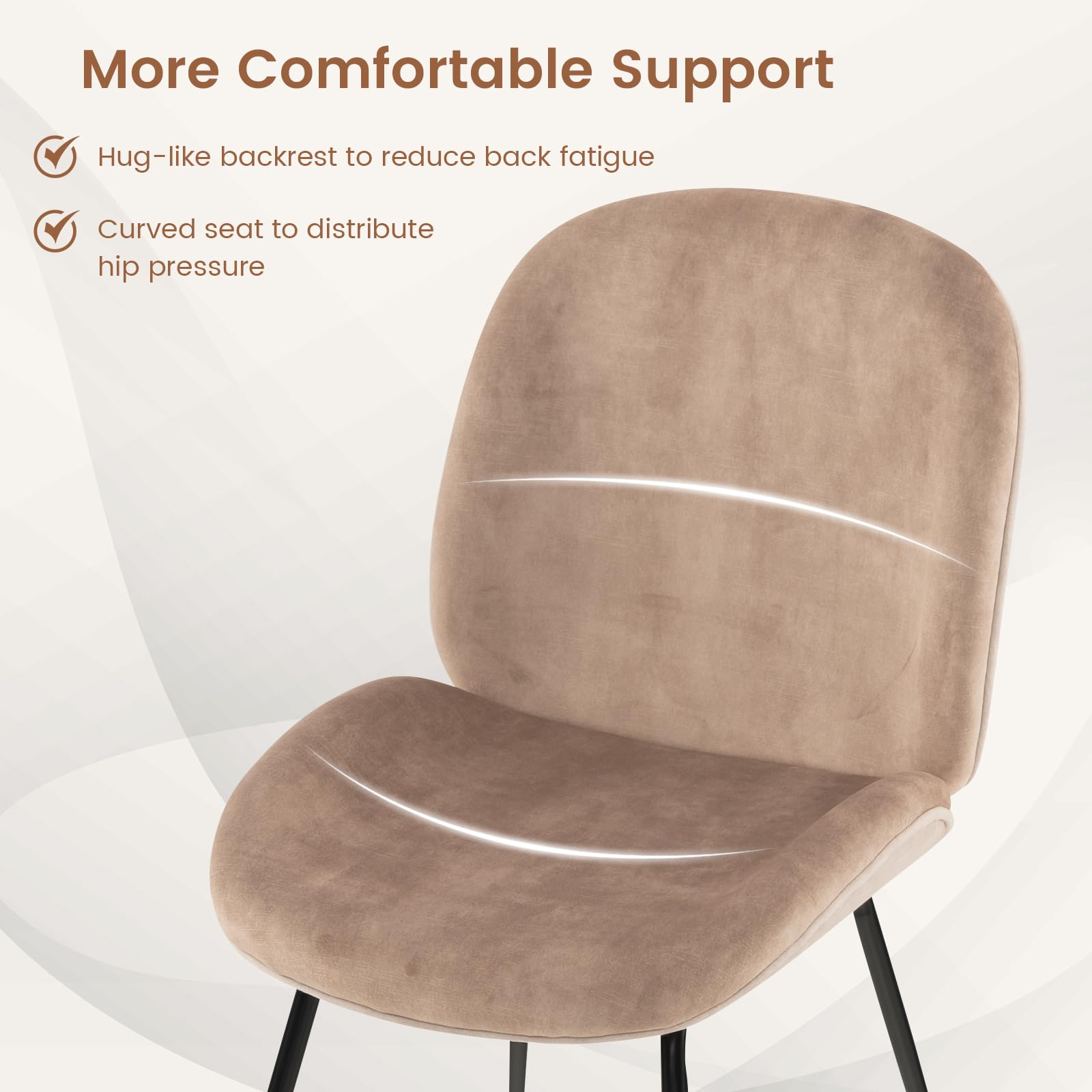 Giantex Dining Chairs Set of 4, Velvet Kitchen Chair Set with Metal Base, Max Load 330 Lbs, Armless Dining Side Chair with Padded Seat, Upholstered Modern Accent Dining Room Chairs