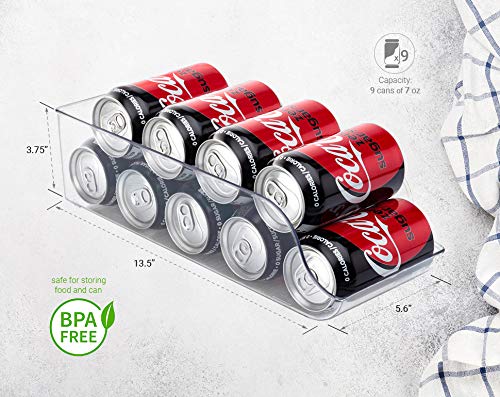 Set of 2 - JinaMart Refrigerator Organizer Bin Pop Soda Can Beverage Holder for Fridge, Kitchen, Countertops, Cabinets - Clear Plastic Can Dispenser and Canned Food Pantry Storage Rack (Without Lid)