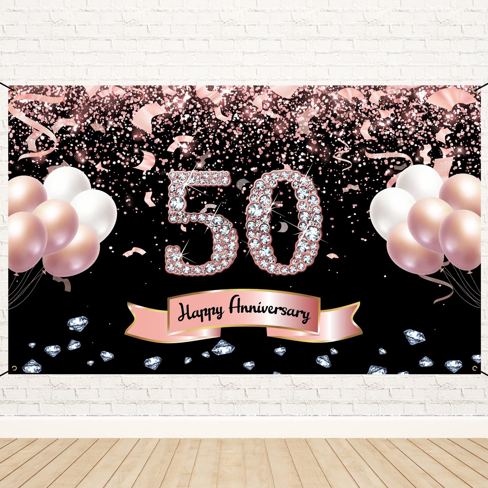 Trgowaul 50th Anniversary Party Decorations, Rose Gold 50th Year Anniversary Banner Backdrop for Parents, 50 Years Party Favors for 50th Wedding Anniversary, Class Reunion, Cheers to 50 Years Party