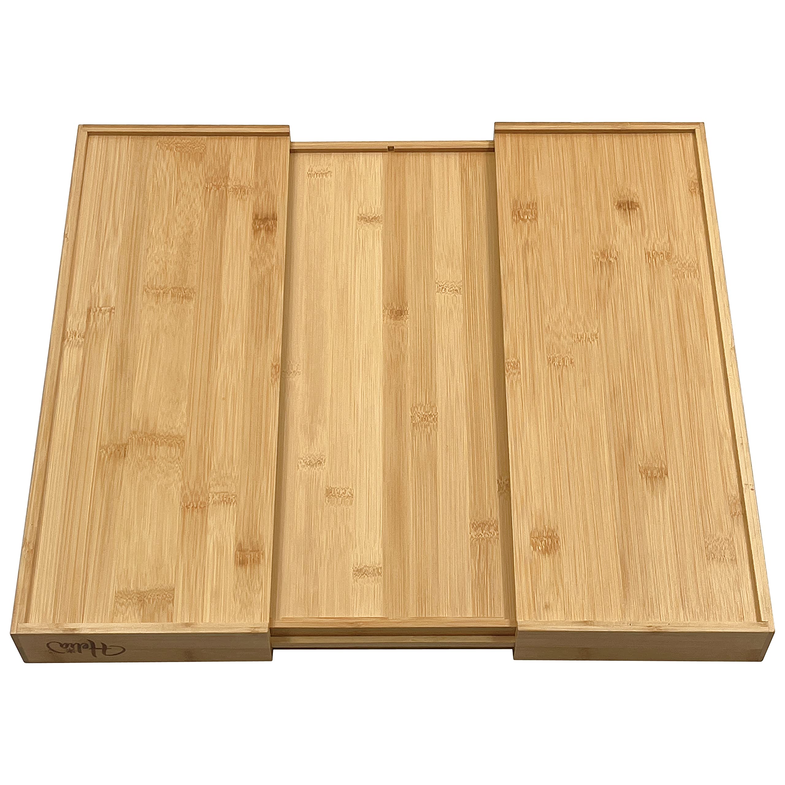 HELIA Bamboo Expandable Drawer Organizer with Movable Dividers | Solid Bamboo Drawer Organizer and Kitchen Utensil Holder for Flatware and Cutlery | Bamboo Utensil Organizer for Kitchen Drawers