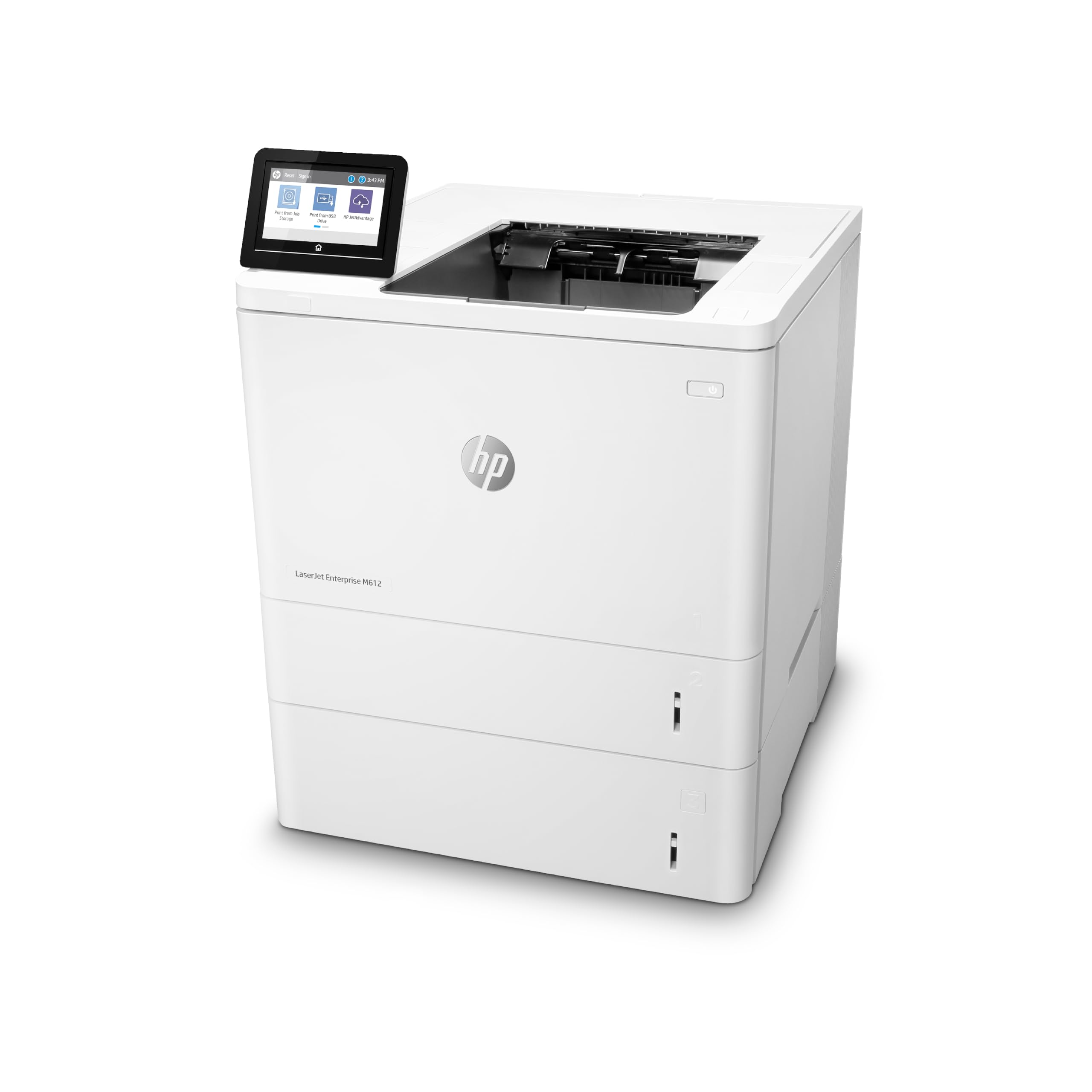 HP LaserJet Enterprise M612x Monochrome Printer with built-in Ethernet, 2-sided printing & extra paper tray (7PS87A), White