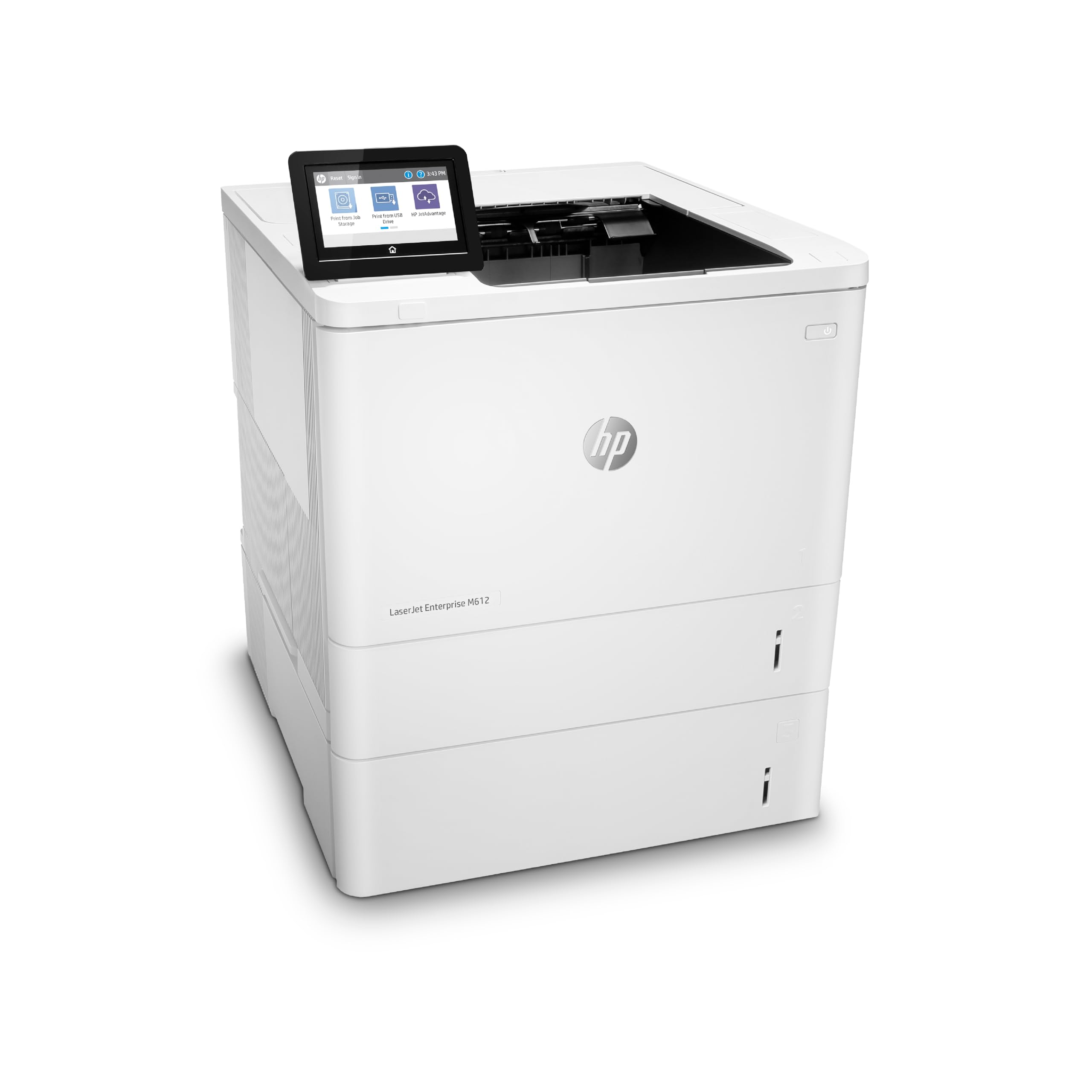 HP LaserJet Enterprise M612x Monochrome Printer with built-in Ethernet, 2-sided printing & extra paper tray (7PS87A), White