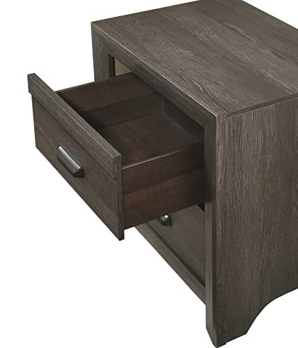 Rustic Style Grayish Brown 4pc Queen Size Bed Dresser Mirror Nightstand Set Solid Wood Master Bedroom Furniture