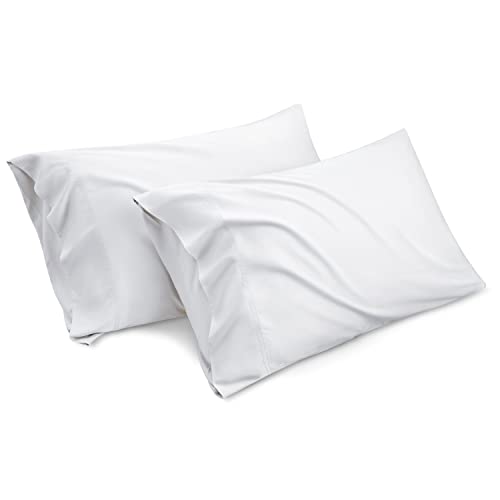 Pottery Barn 100% Egyptian Cotton 1200 Thread Count Ultra Soft Pillow Case Set - Durable and Silky Soft (Queen Size Pillowcase) (White)