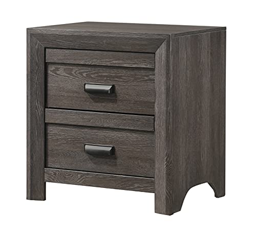 Rustic Style Grayish Brown 4pc Queen Size Bed Dresser Mirror Nightstand Set Solid Wood Master Bedroom Furniture