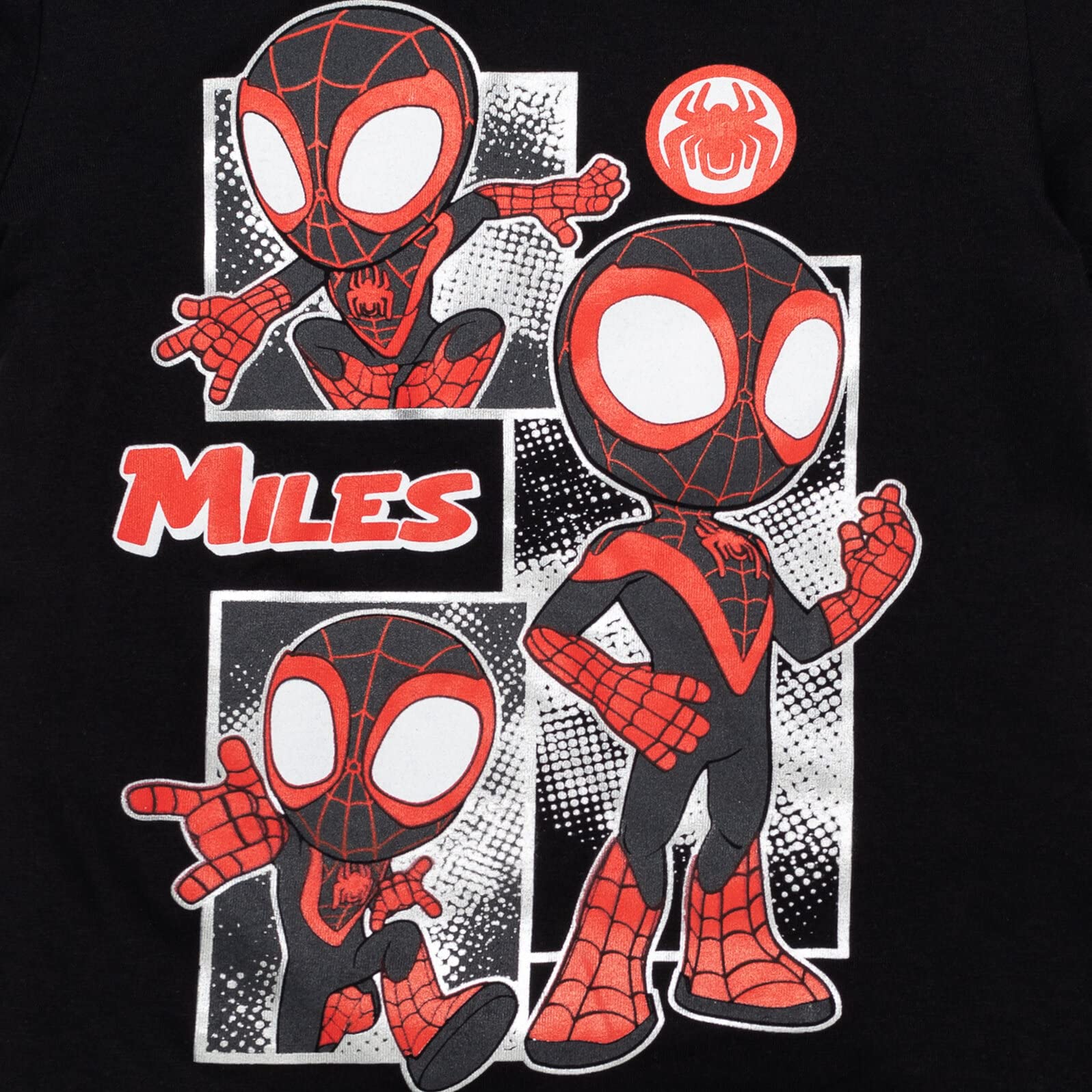 Marvel Spidey and His Amazing Friends Miles Morales Little Boys Graphic T-Shirt Mesh Shorts Outfit Set Black/Gray 6