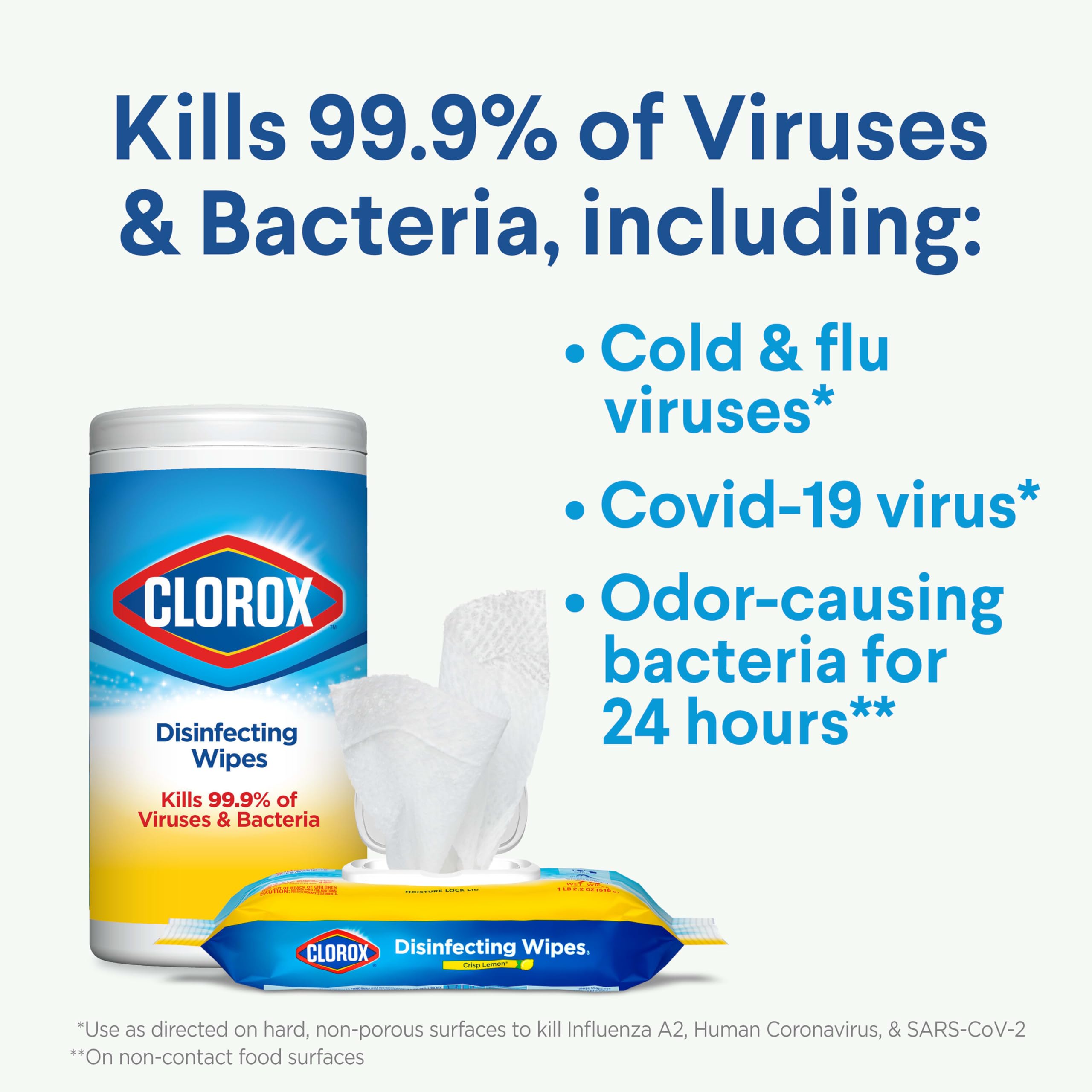 Clorox Disinfecting Wipes, Bleach Free Cleaning Wipes, Multi-surface Wipes, Fresh Scent & Crisp Lemon Value Pack, 75 Wipes (Pack of 3) - Packaging May Vary