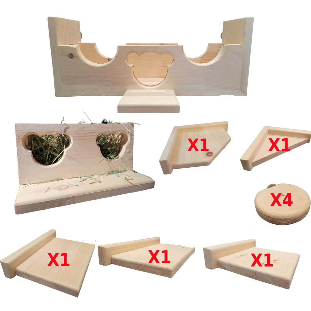 ChinSurfers Chinchilla Critter Nation Ferret Nation New Cage Bundle Chinchilla Ledge Shelves Hanging Bridge Tunnel Hay Feeder Kiln Dried Pine Hardware