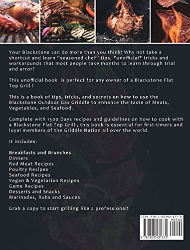 Blackstone Flat Top Grill Cookbook 1500: 1500 Days Delicious Recipes, plus Pro Tips
