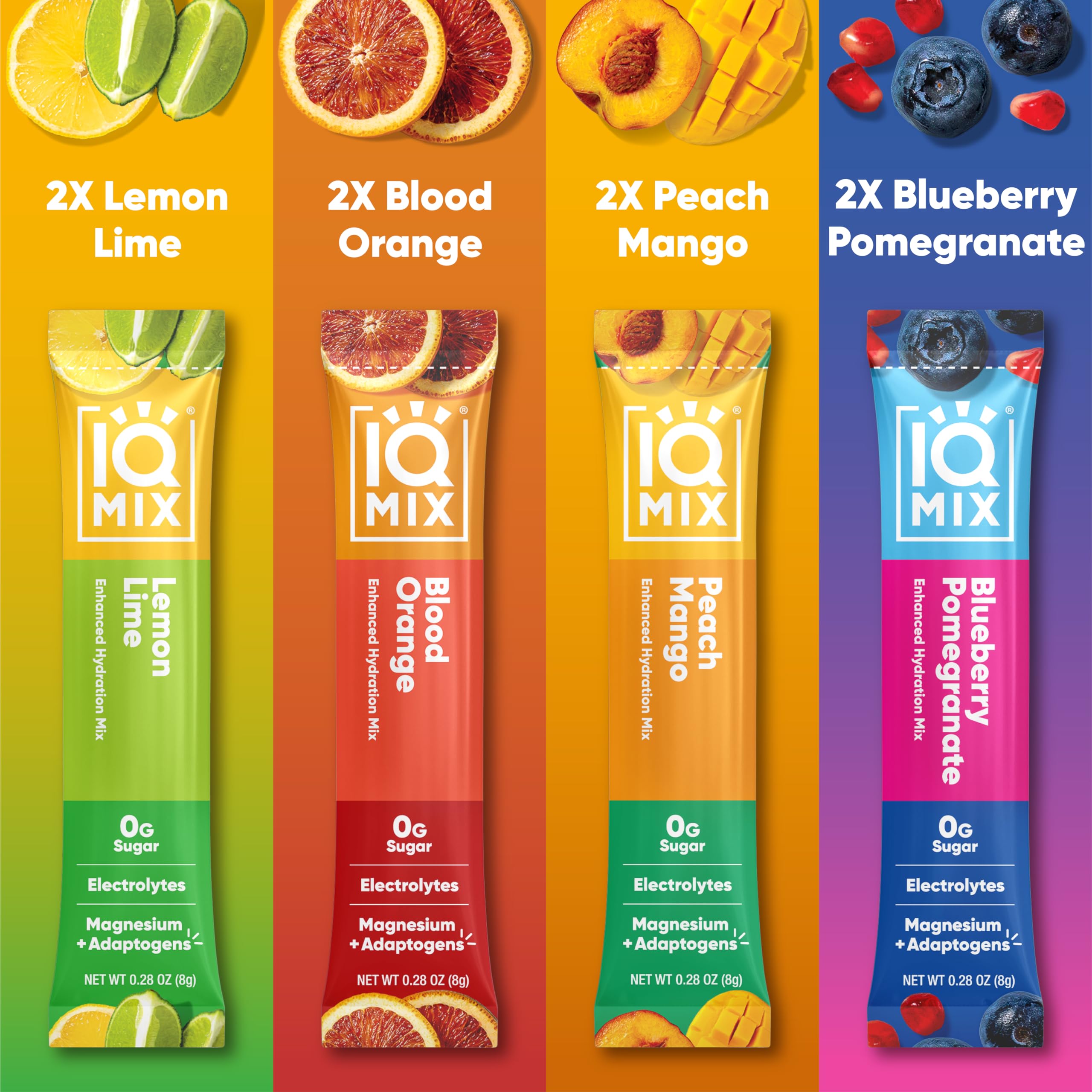 IQMIX Hydration Electrolytes Powder - Sugar-Free Drink Mix Packets - Rehydration and Recovery - Keto-Friendly with Magnesium L-Threonate, Lion's Mane, Potassium Citrate - Sampler Pack (8 Count)