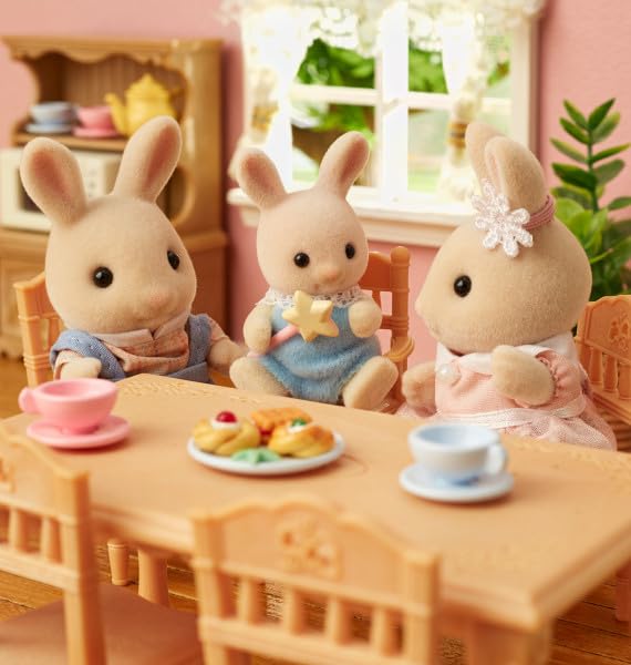 Calico Critters Milk Rabbit Family - Set of 4 Collectible Doll Figures for Children Ages 3+