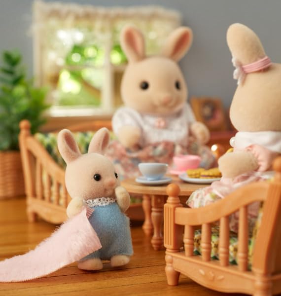 Calico Critters Milk Rabbit Family - Set of 4 Collectible Doll Figures for Children Ages 3+