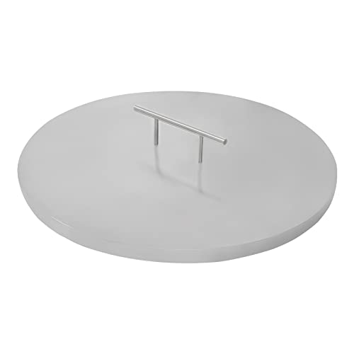 Stainless Steel Fire Pit Cover, 22 in 1.2 mm Thickness Fire Pit Burner Cover w/Handle, for Round Drop-in Fire Pit Burner Pan, Prevent Sparks, Keep Animals & Moisture Out (Round, 22 in)