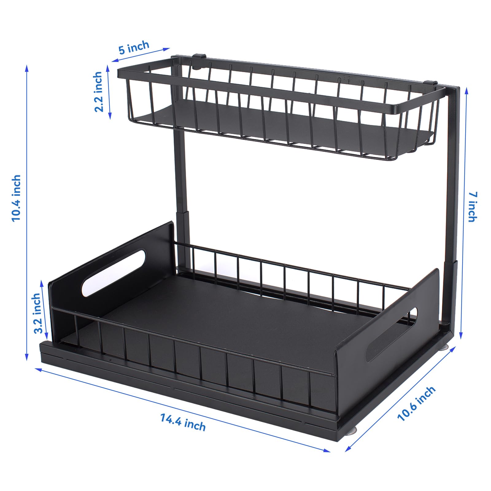 Mr Rabbi Under Sink Organizer and Storage, 2-Tier Pull Out Cabinet Organizer, Multi-use Sliding Shelf Under Cabinet Storage for Kitchen Bathroom Countertop Organizer