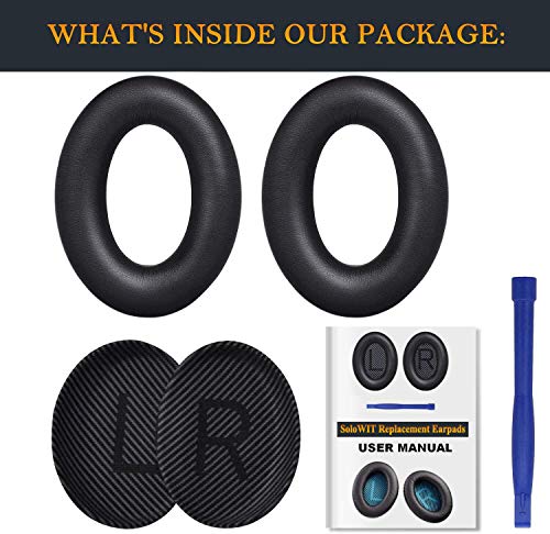 Professional Replacement Earpads Cushions for Bose QuietComfort 35 (QC35) & Quiet Comfort 35 II (QC35 ii) Headphones, Ear Pads with Softer Leather, Noise Isolation Foam, Added Thickness (Black)