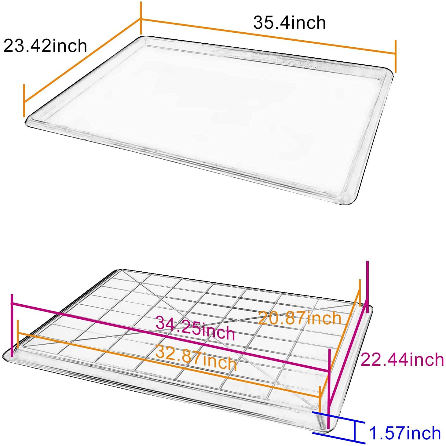 FarLargo 1pcs 35.4"x23.4" Replacement Tray for Dog Crate Plastic Cage Bottom Pan Multi-Purpose Boot Mat Shoe Tray Indoor Outdoor Waterproof, Dog and Cat Rabbit Food Bowls Floor Liners