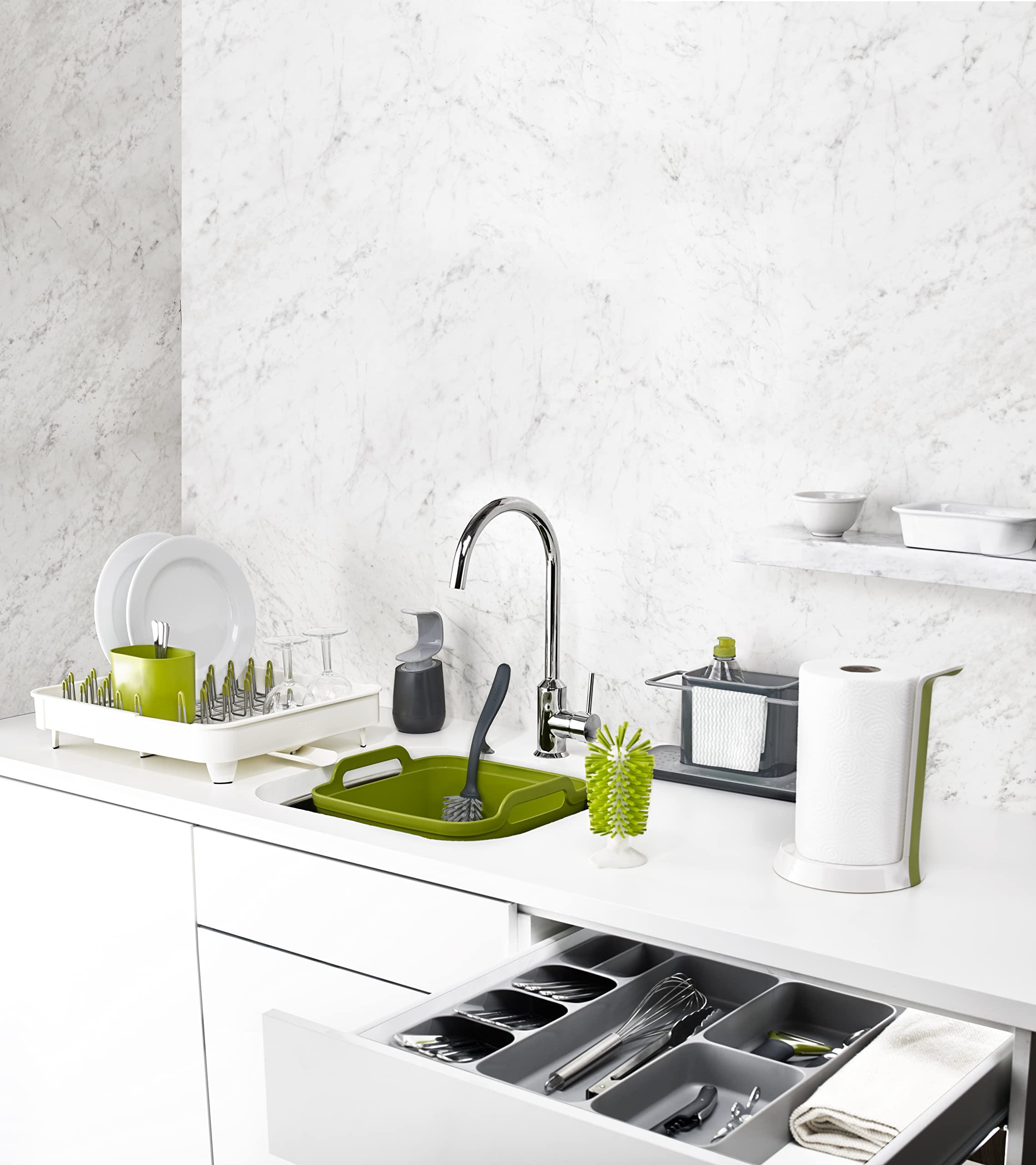 Joseph Joseph 85070 Sink Caddy Kitchen Sink Organizer Sponge Holder Dishwasher-Safe, Large, Gray