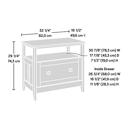Sauder August Hill Lateral File, L: 19.53" x W: 32.28" x H: 29.25", Soft White Finish
