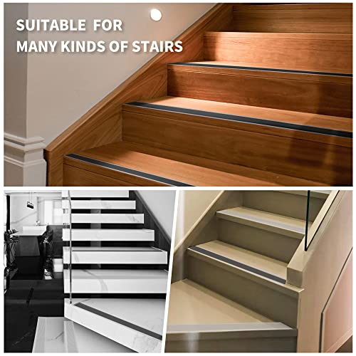 Bnell Vinyl Floor Transition Strips&Waterproof Stair Nosing Edge Trim Strips-Self Adhesive,Stair Edge Anti-Slip Treads&Floor Threshold Strips for Indoor and Outdoor Stairs or Thresholds(GR_1M)