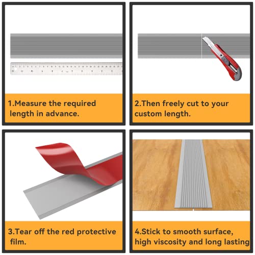 Bnell Vinyl Floor Transition Strips&Waterproof Stair Nosing Edge Trim Strips-Self Adhesive,Stair Edge Anti-Slip Treads&Floor Threshold Strips for Indoor and Outdoor Stairs or Thresholds(GR_1M)