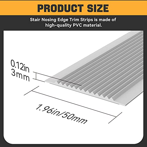 Bnell Vinyl Floor Transition Strips&Waterproof Stair Nosing Edge Trim Strips-Self Adhesive,Stair Edge Anti-Slip Treads&Floor Threshold Strips for Indoor and Outdoor Stairs or Thresholds(GR_1M)
