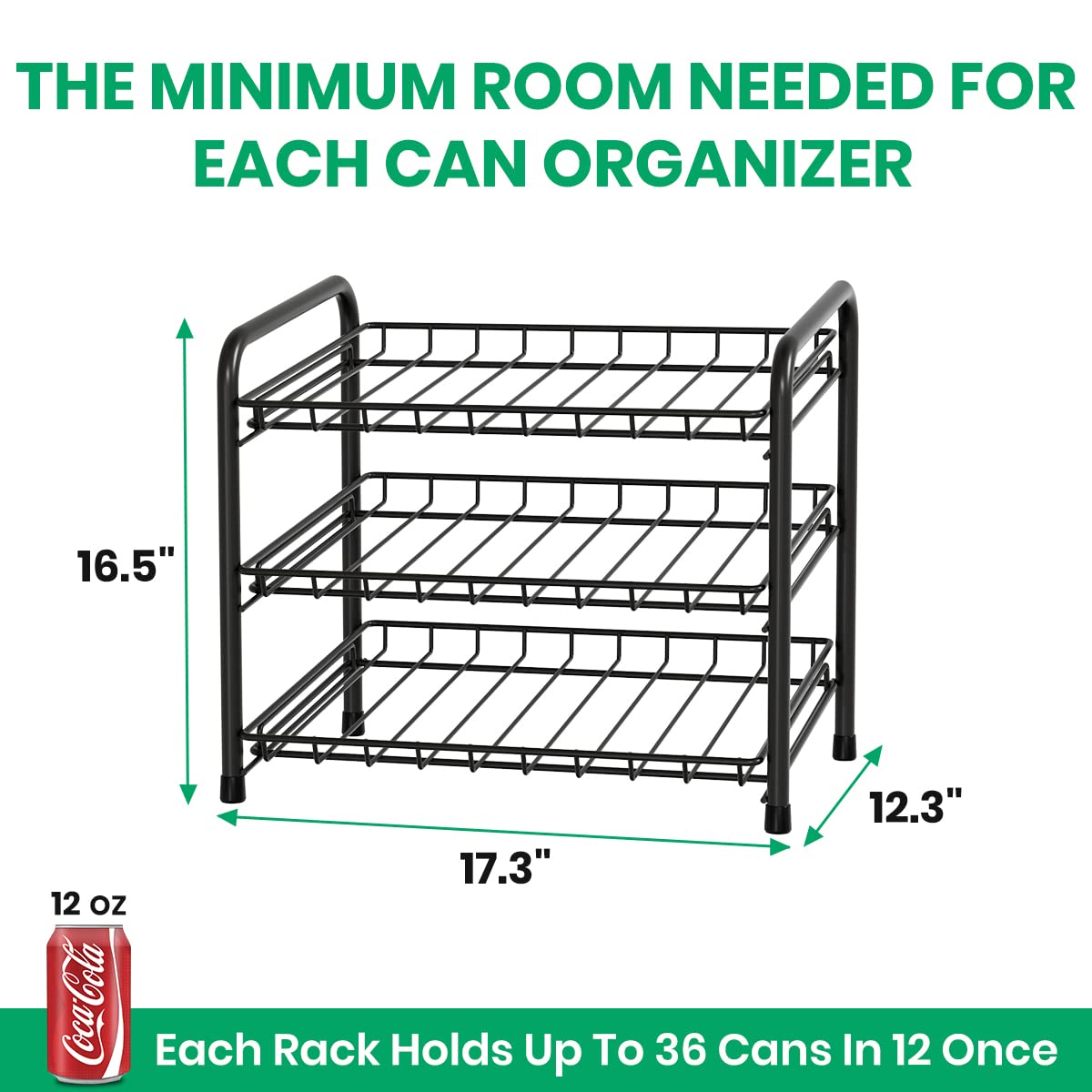 KalTell 2 in 1 Can Storage Organizer Pantry, Canned Food Organizers for Kitchen Dispenses 72 Cans-Black