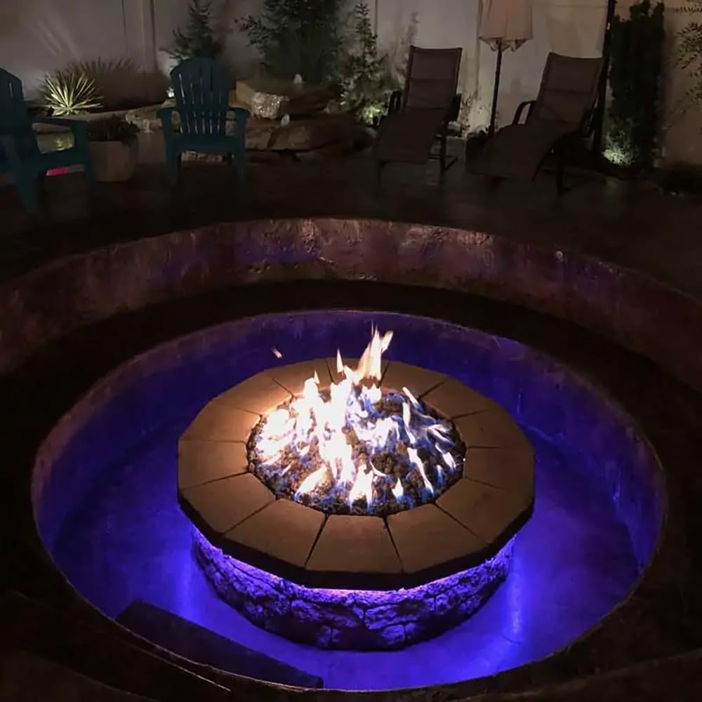 Spotix HPC Match Lit Fire Pit Burner Kit (FPS6KIT-PAN-NG-MSCB), Round, 6-Inch Burner, 12-Inch Flat Pan, Natural Gas, Polished Chrome, with Flange, Key, Valve, Flex Line and Fittings