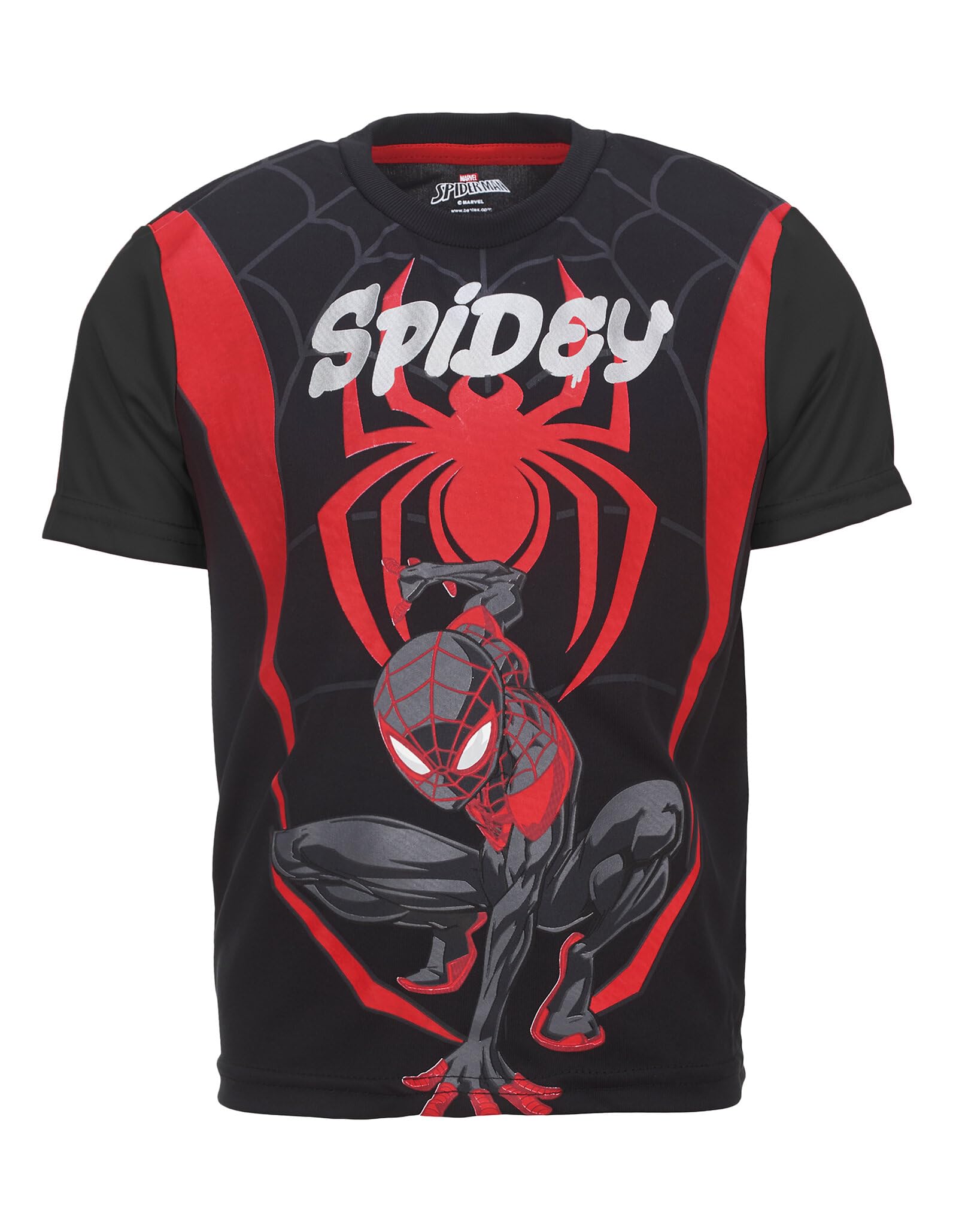 Marvel Avengers Spider-Man Miles Morales Little Boys Athletic T-Shirt Mesh Shorts Set Black 7
