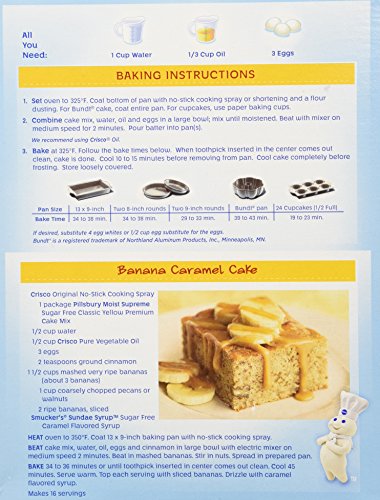 Pillsbury Moist Supreme Sugar Free Classic Yellow Cake Mix, 16 Ounce (Pack of 6)