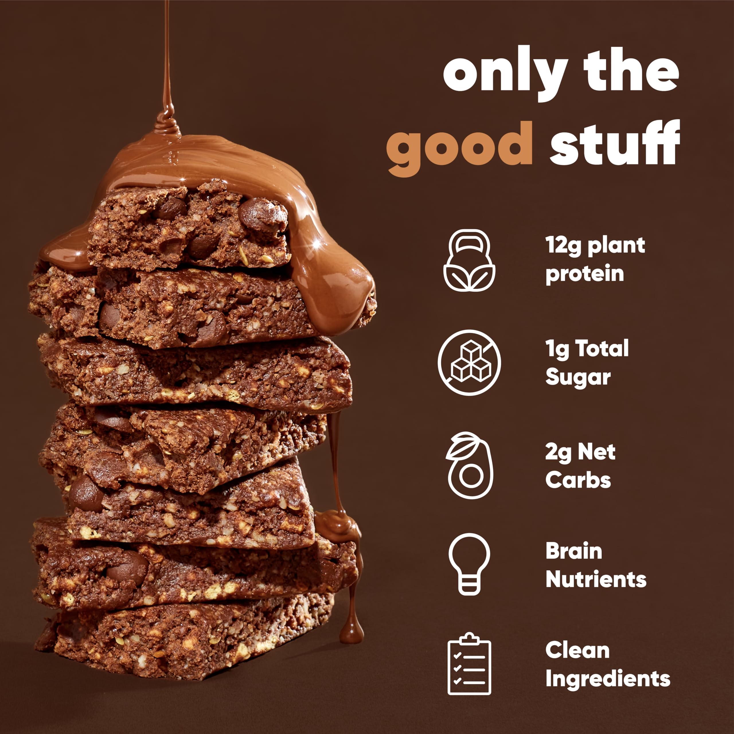 IQBAR Brain and Body Plant Protein Bars - Chocolate Sea Salt - 12-Count Low Carb - Gluten Free, High Fiber, Vegan Snacks - Low Sugar Meal Replacement