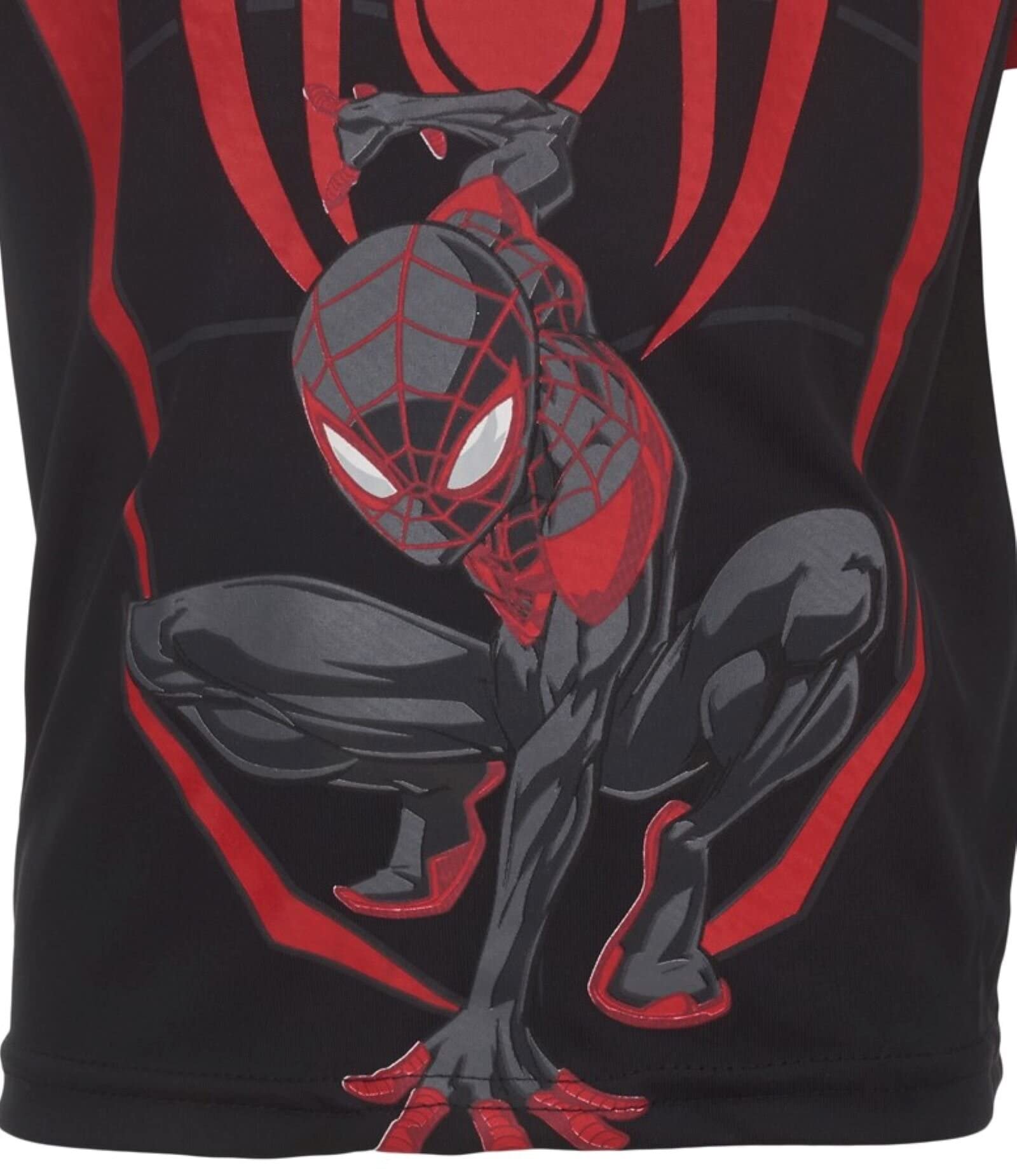 Marvel Avengers Spider-Man Miles Morales Little Boys Athletic T-Shirt Mesh Shorts Set Black 7