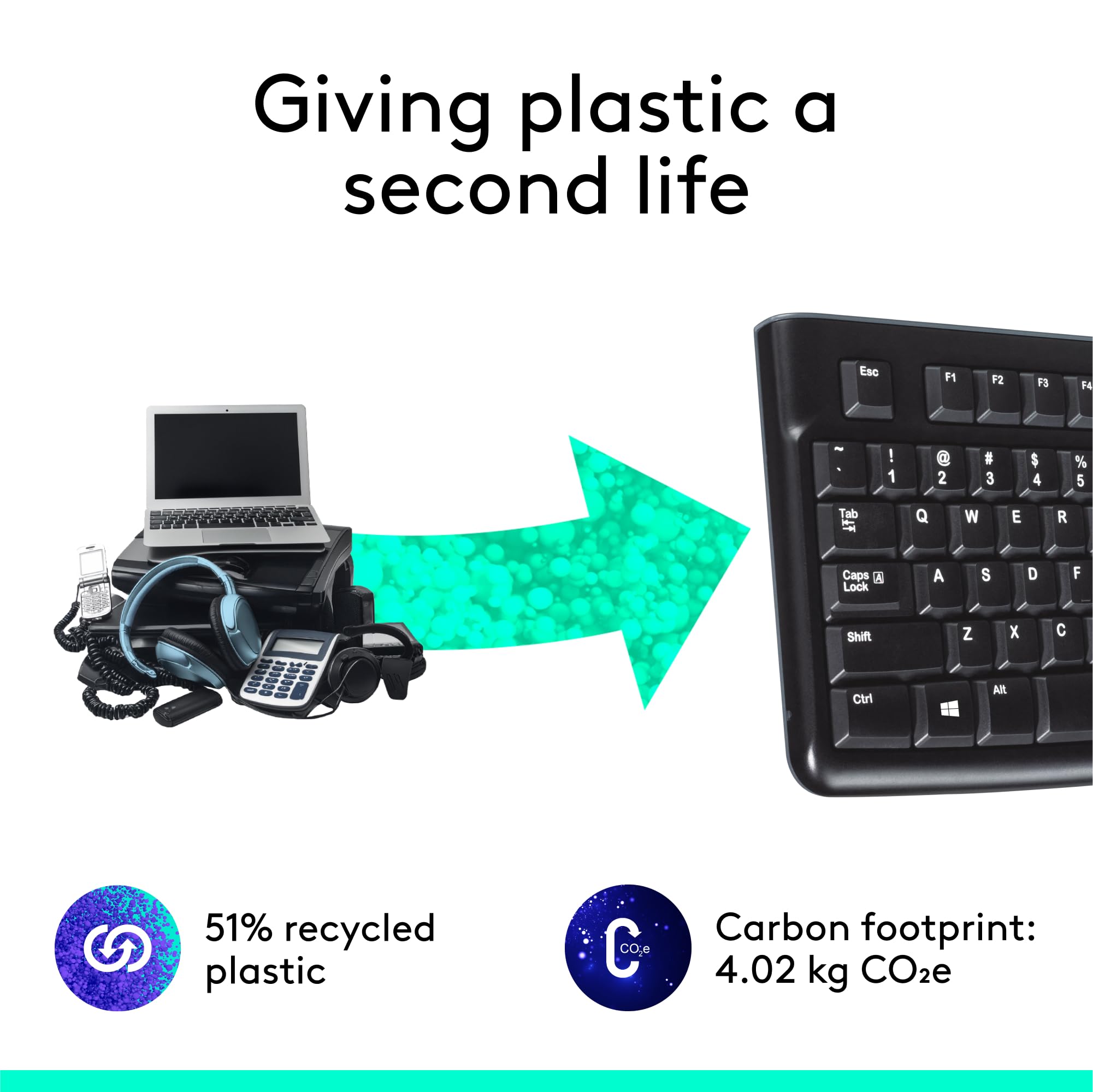 Logitech K120 Wired Keyboard for Windows, Plug and Play, Full-Size, Spill-Resistant, Curved Space Bar, Compatible with PC, Laptop - Black