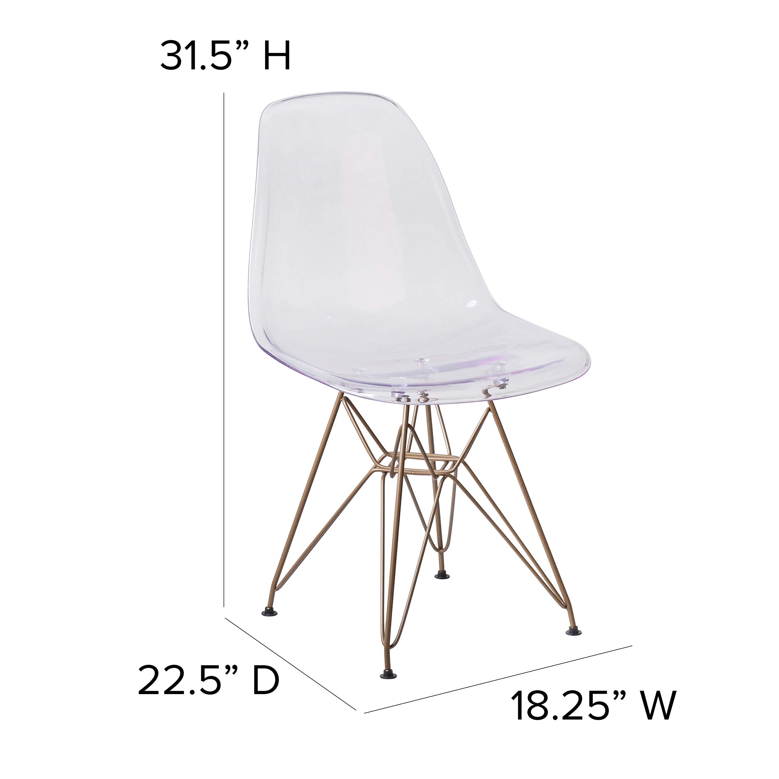 BizChair Ghost Chair with Gold Metal Base