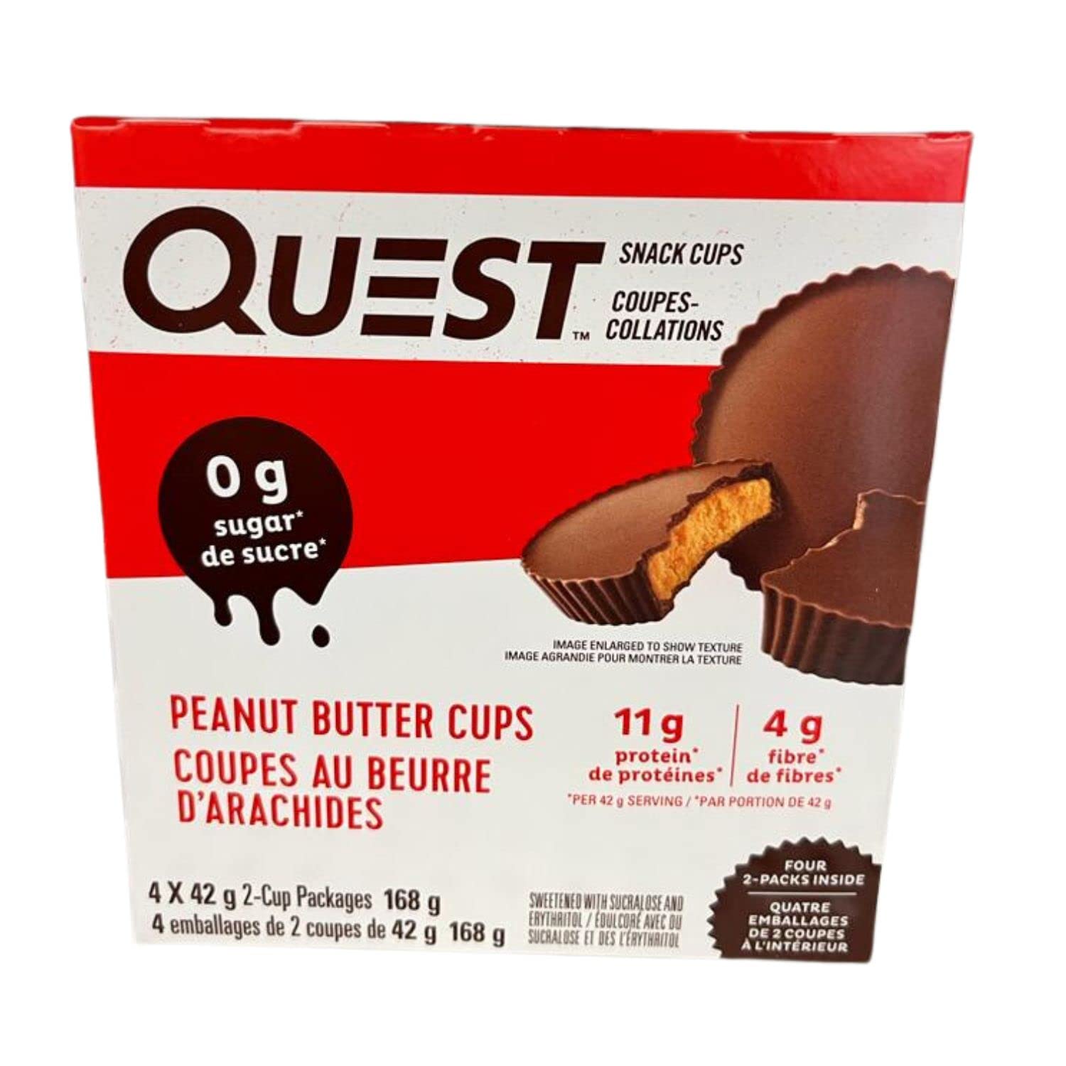Quest Nutrition Peanut Butter Cups, One box, 4 x 42g/1.5oz (Shipped from Canada)