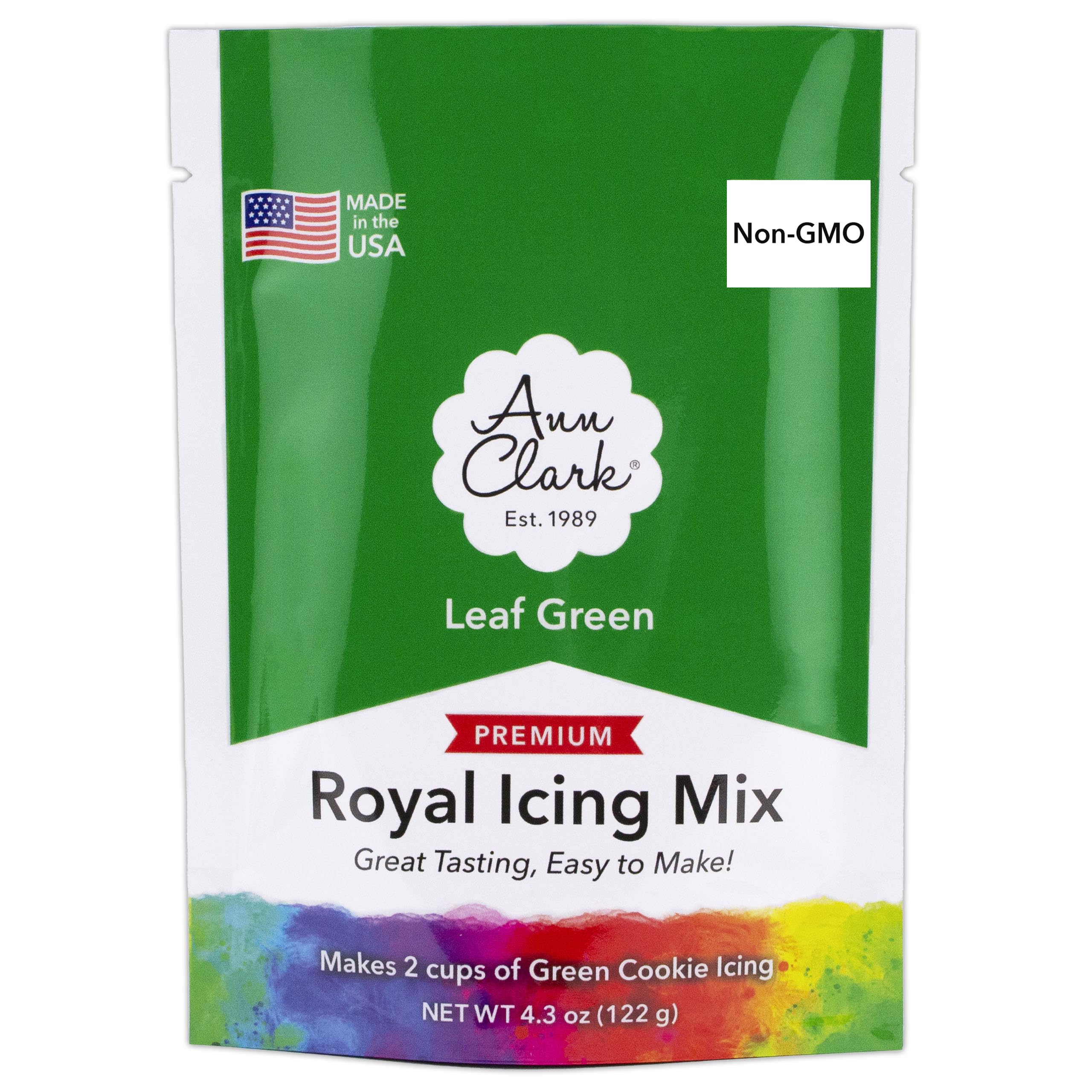 Ann Clark Green Royal Icing Mix, Cookie Icing 4.3-oz. Pouch Makes 2 Cups Green Icing