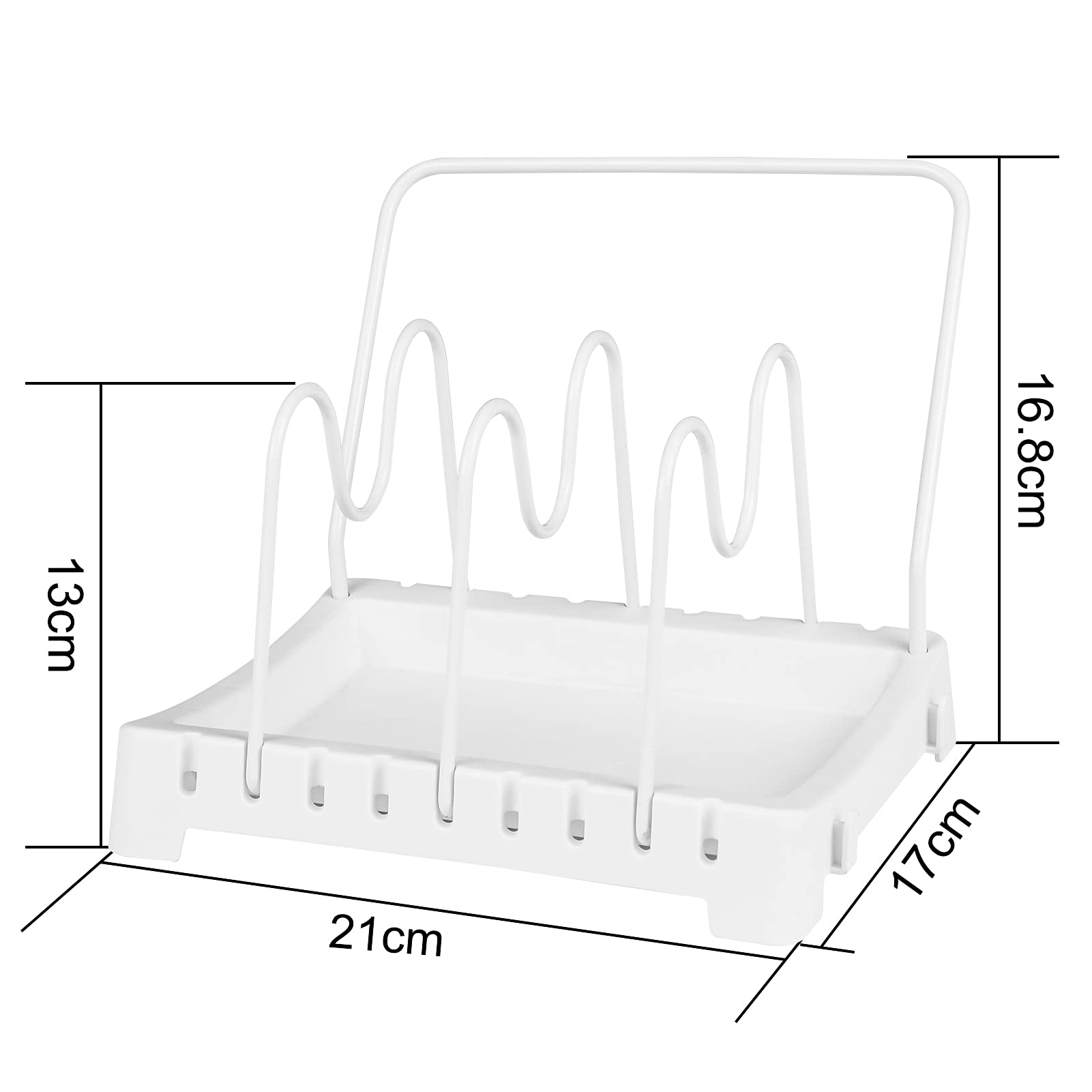 EGFheal 2pcs/set Pan Rack Pot Lid Rack, Steel Wire Kitchen Cabinet Pantry Cookware Organizer Rack Holder Kitchen Shelf For Chopping Board Pan Rack, 6 Adjustable Dividers,White