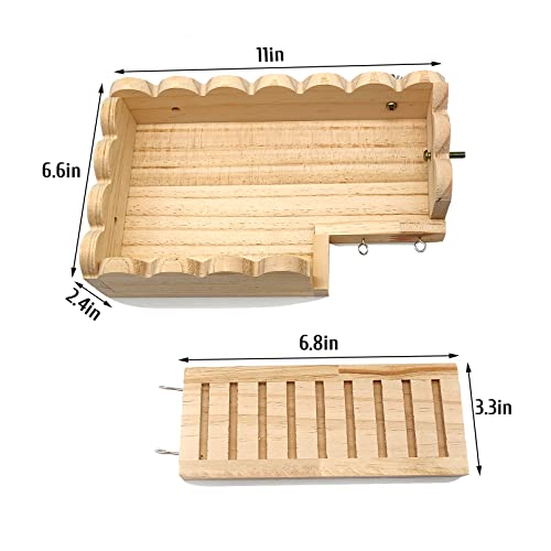 BNOSDM Wooden Hamster Platform for Cage with Ladder Dwarf Hamster Standing Platform Wood Rat Cage Accessories Exercise Toy for Mouse Guinea Pig Chinchilla Gerbil Squirrel (S)