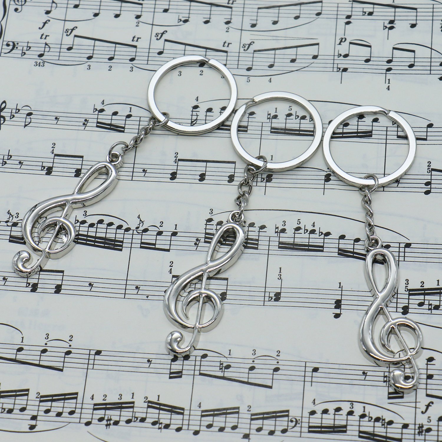 SenseYo 10 Pcs Musical Note Key Chain Metal Music Symbol G-Clef Key Ring Keychain Trinket