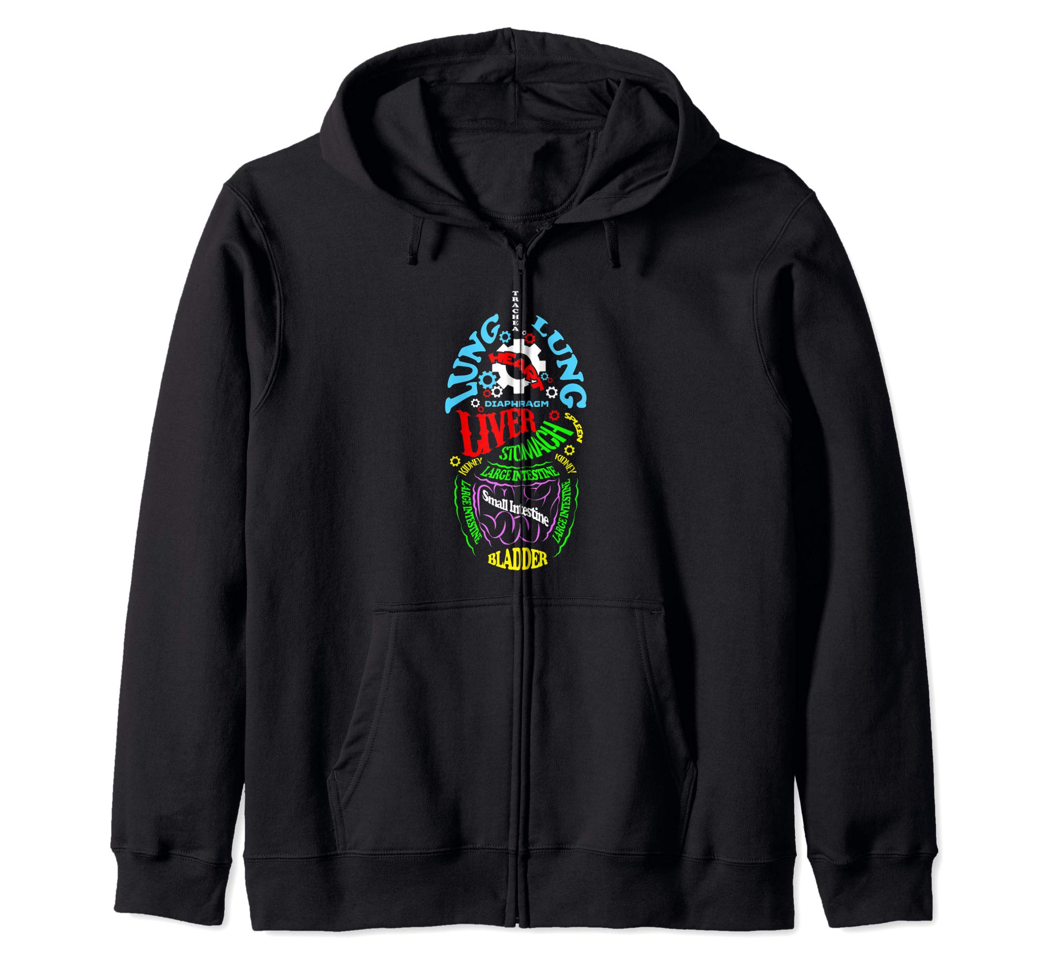 Internal Organs Lay Out Human Anatomy Science Biology Zip Hoodie