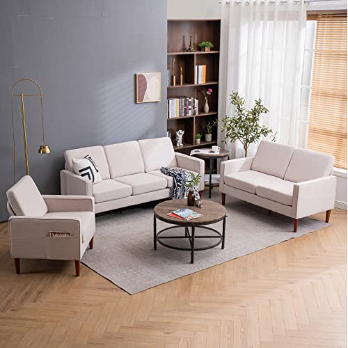 Karl home Sofa 71" Modern Sofa Couch Upholstered Love Seat Furniture 3-Seat Small Couch for Living Room, Bedroom, Apartment, Studio, Office, Creamy White