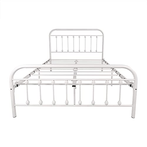Kefair Full Size Bed Frame 12 Inch Mattress Foundation with Headboard and Footboard Platform Bed Frame,No Box Spring Needed, Easy Assembly(White)