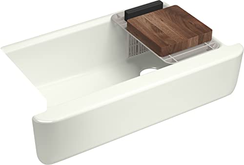 Kohler K-28874-0 Kohler K-28874 Tempered 35-5/8" x 21-5/16" x 9" Undermount Single-Bowl Farmhouse Workstation Kitchen Sink with Tall Apron