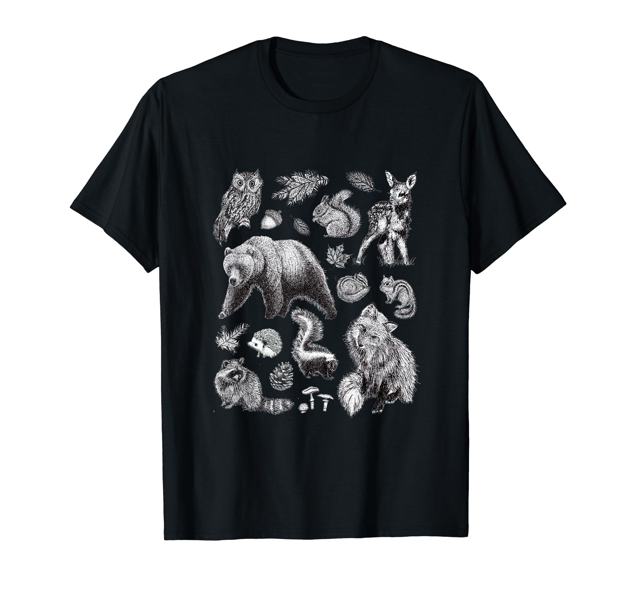 Woodland Animals Forest T-Shirt Men's Women's Kid's