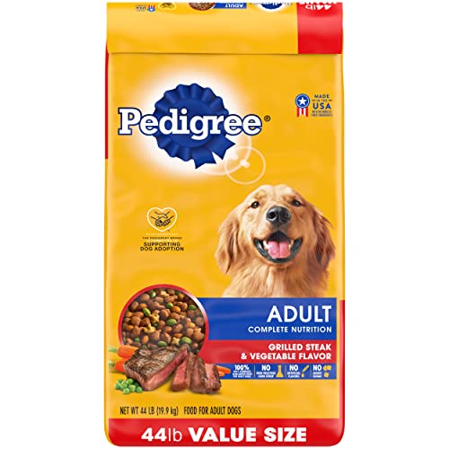 Pedigree Complete Nutrition Adult Dry Dog Food Grilled Steak & Vegetable Flavor Dog Kibble, 44 lb. Bonus Bag