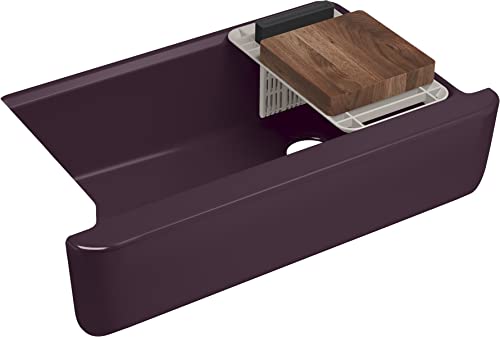Kohler K-28874-0 Kohler K-28874 Tempered 35-5/8" x 21-5/16" x 9" Undermount Single-Bowl Farmhouse Workstation Kitchen Sink with Tall Apron