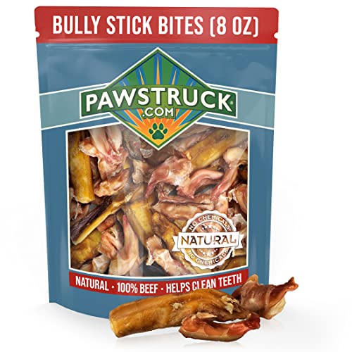 Pawstruck Natural Bully Bites, Value Pack 8 oz. Dog Chews for All Breeds, Low Fat and High Protein Dental Sticks for Dogs, Digestible Rawhide Alternative, Odorless Bully Sticks for Small Pups