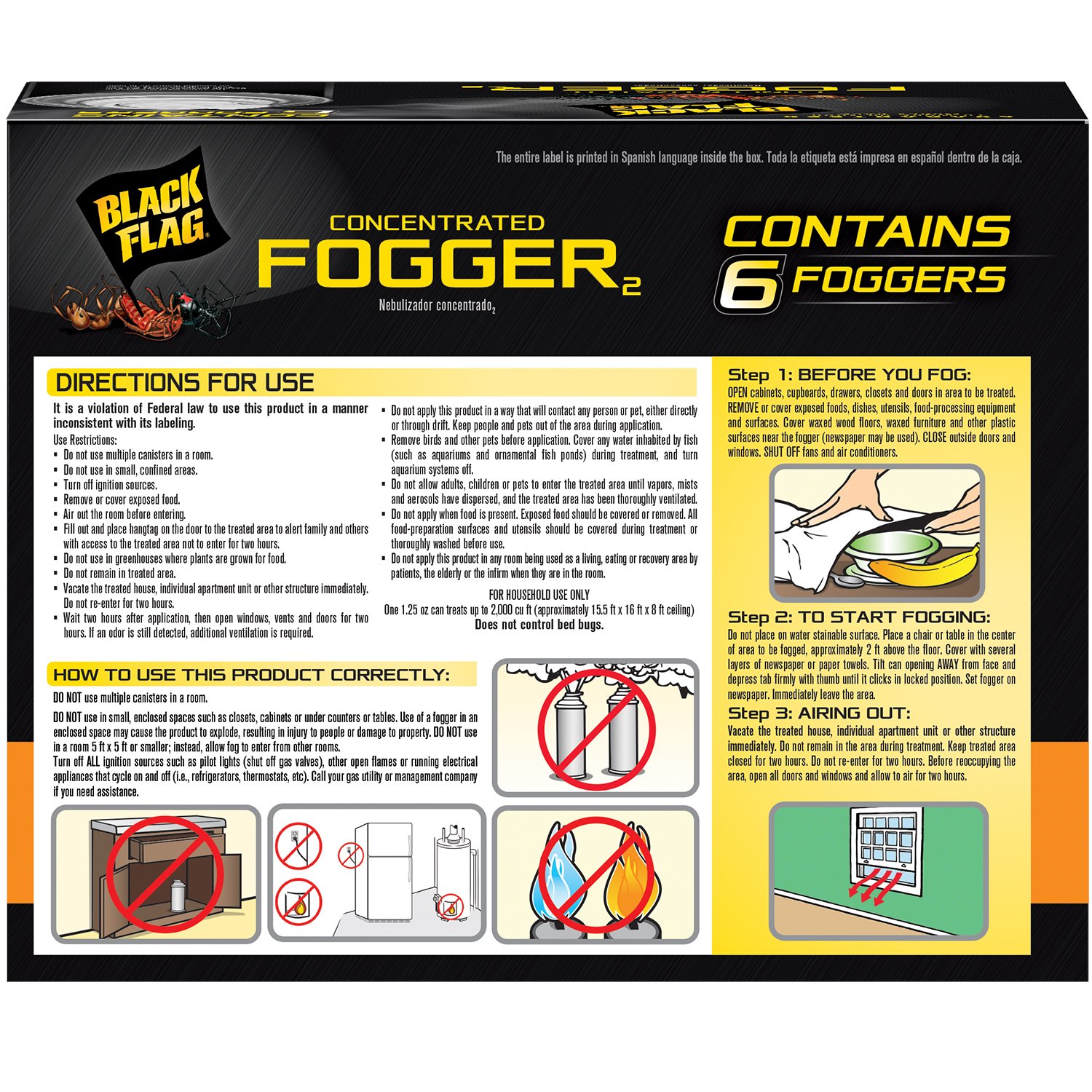 Black Flag 11079 HG-11079 6 Count Indoor Fogger, Pack of 4, Clear