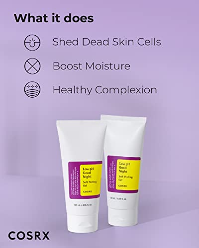 COSRX Low pH Good Night Soft Peeling Gel, 4.05 fl oz / 120ml | Mildly Exfoliating PHA | Skincare for Sensitive Skin with Natural Cellulose, Radiating, Cleansing