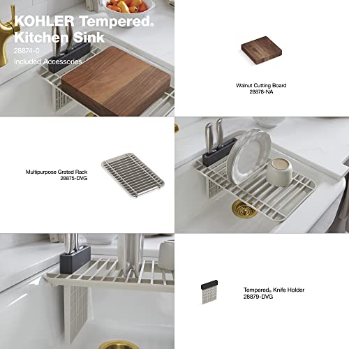 Kohler K-28874-0 Kohler K-28874 Tempered 35-5/8" x 21-5/16" x 9" Undermount Single-Bowl Farmhouse Workstation Kitchen Sink with Tall Apron